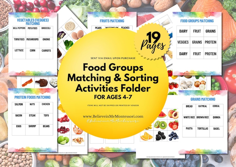 Food Groups Matching Activity: Montessori Learning (PDF) - Etsy