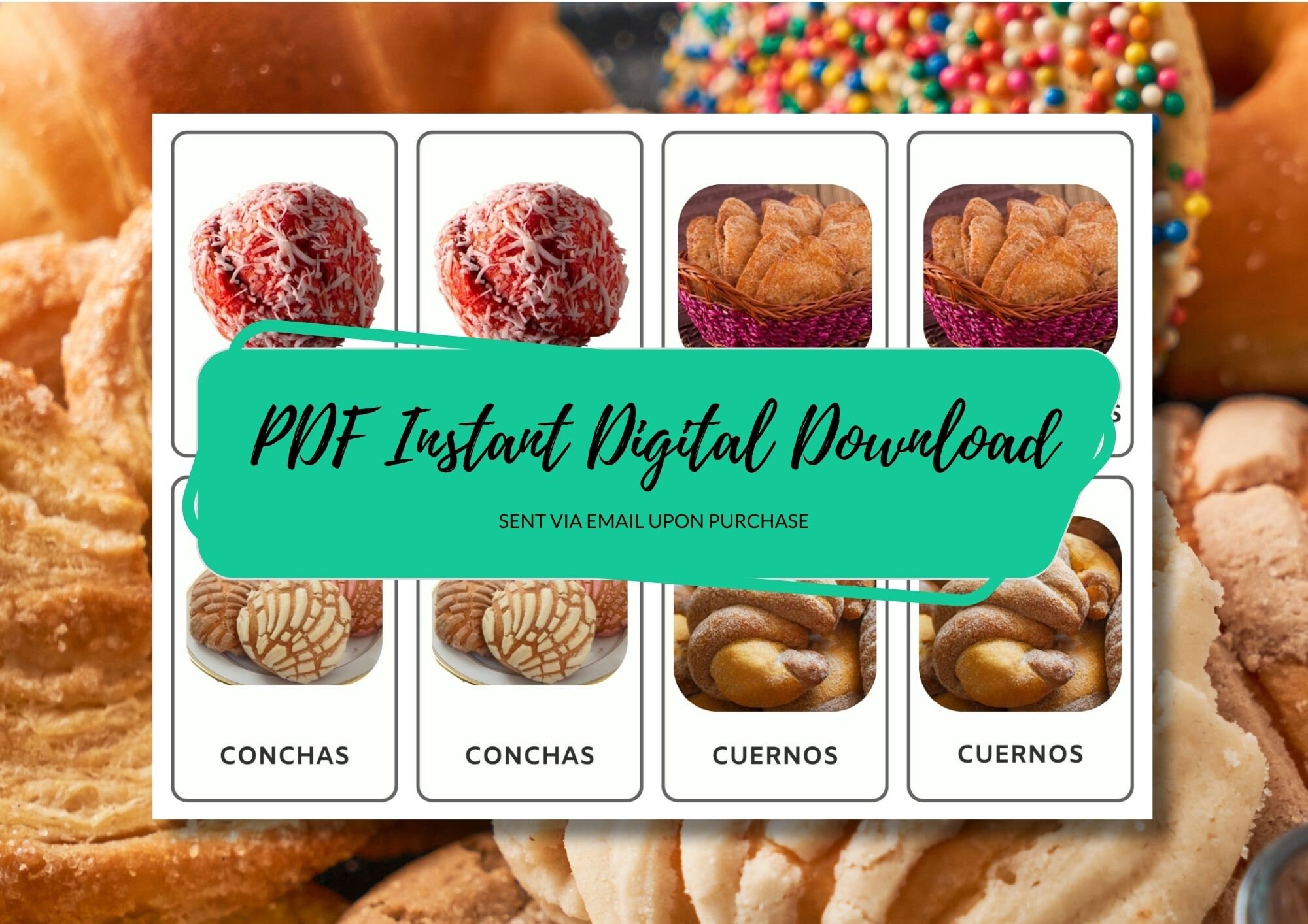 Pan Dulce Memory Matching Game, Spanish Card Game for Kids, Pan Dulce ...