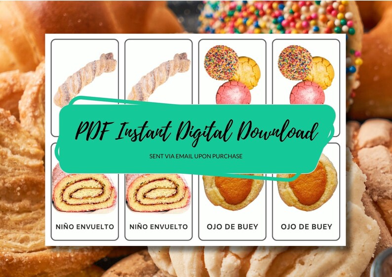 Pan Dulce Memory Matching Game, Spanish Card Game for Kids, Pan Dulce ...