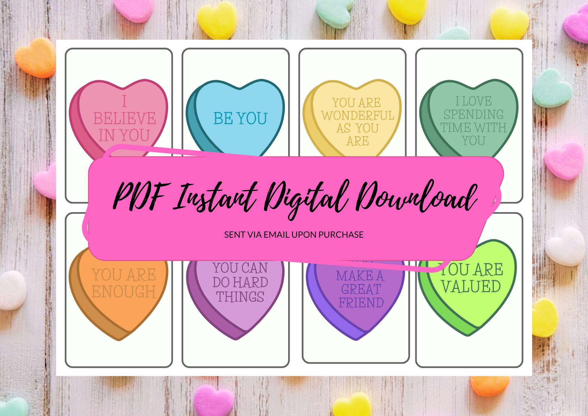 Conversation Hearts Memory Matching Game, Valentine's Positive ...