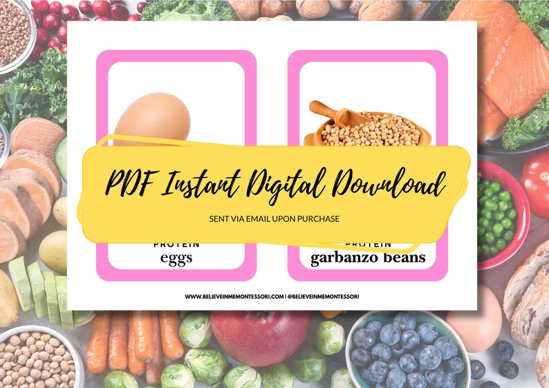 Food Groups Flashcards XL: Montessori Sorting Cards (PDF) - Etsy