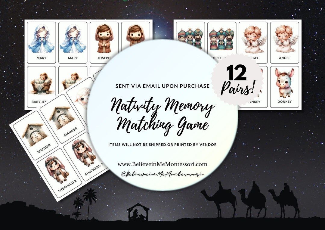 Nativity Memory Matching Game, Nativity Printables, Nativity Printable ...
