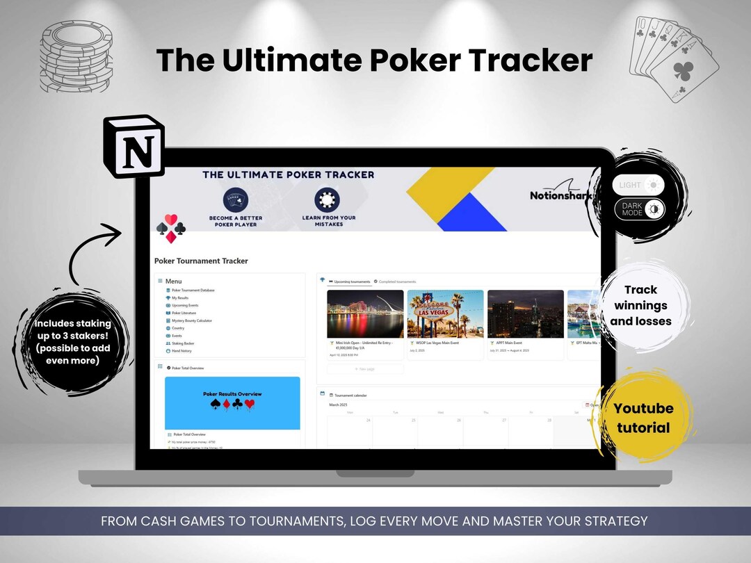 Ultimate Poker Tracker Notion Template: Tournament Calendar (digital ...