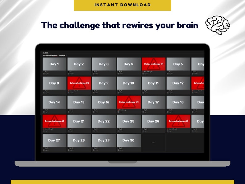 Notion 30 Day Digital Detox Challenge Dopamine Detox Notion Template Notion Ultimate Life ...