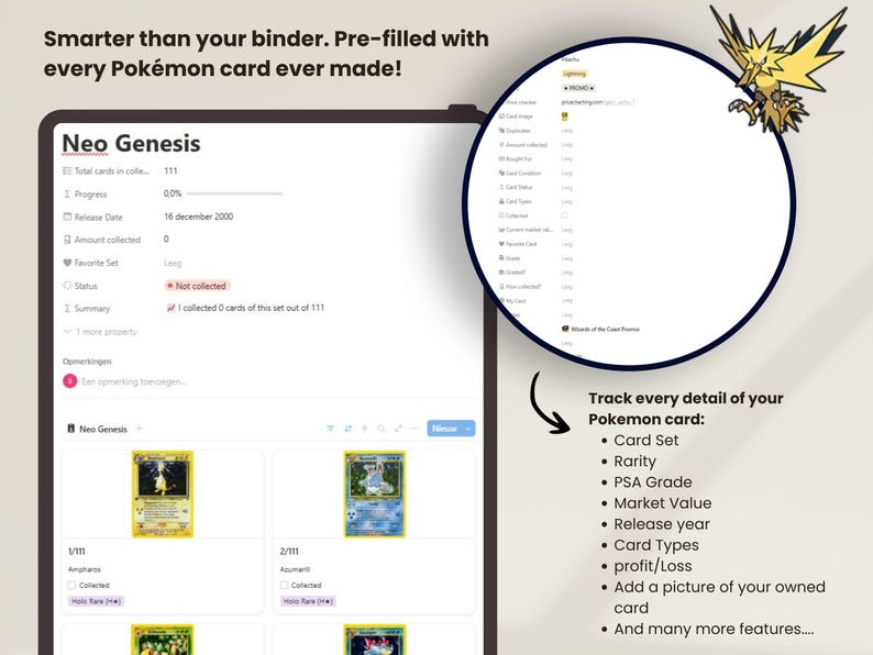 Pokémon Card Tracker Notion Template | Pokémon TCG Collection ...