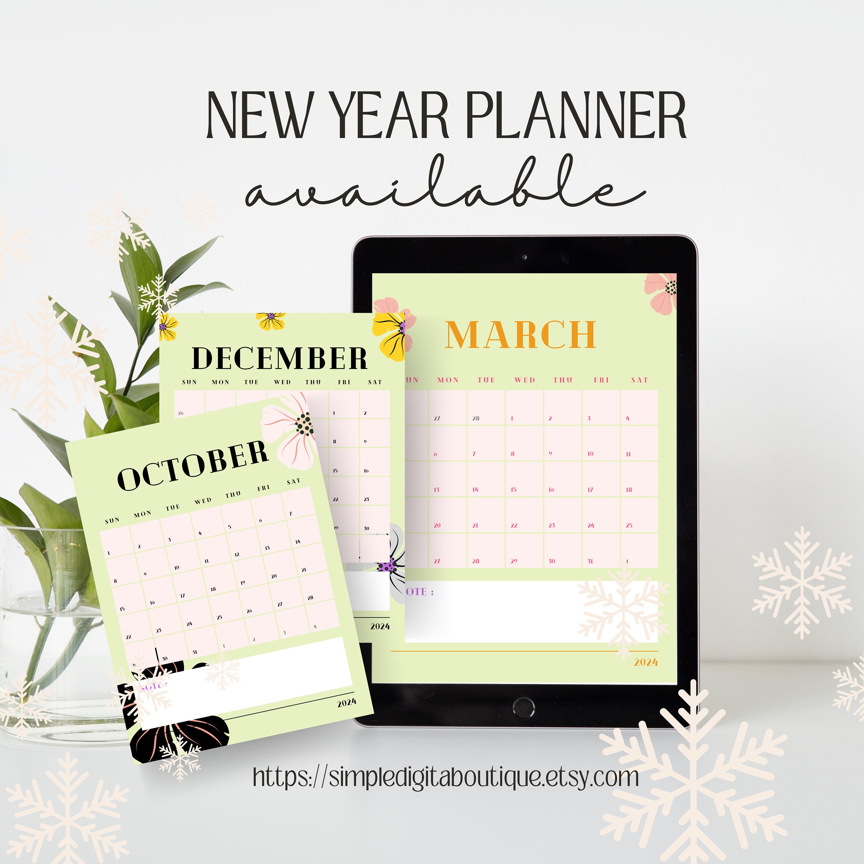 Printable Blooming 2024 Floral Delight Monthly Calendar of Blossoms ...