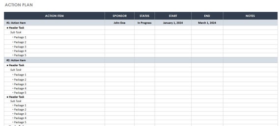 Action Plan Template Excel