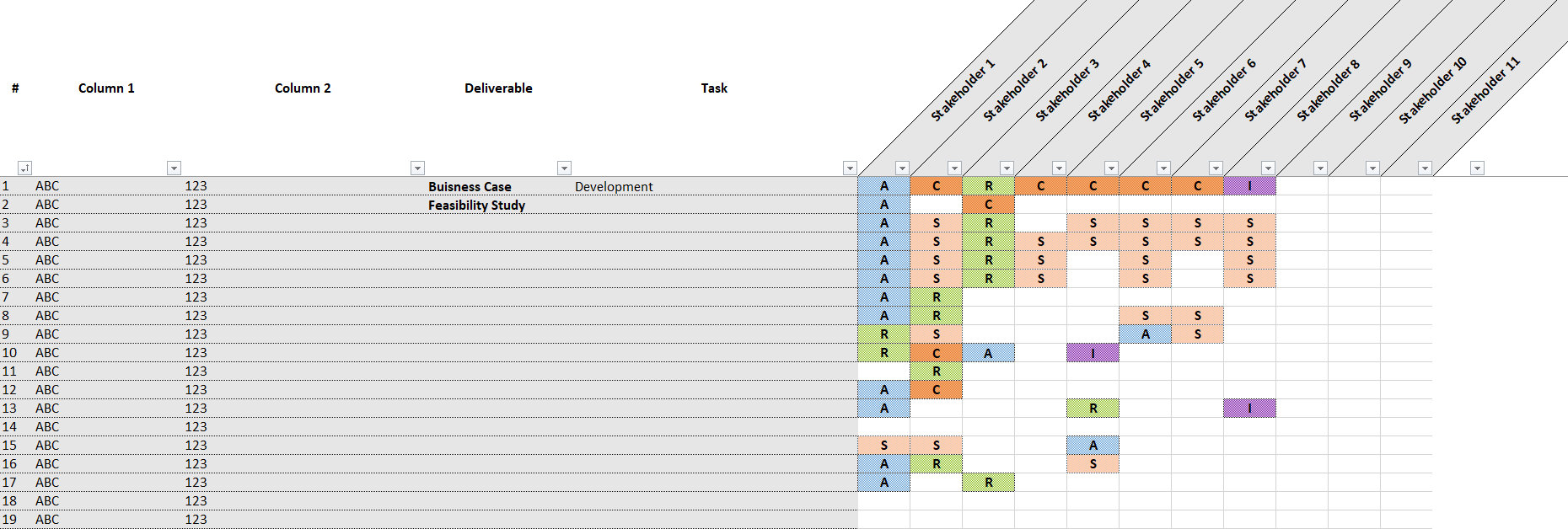 RACI/RASCI Chart Matrix Template for Excel. User-friendly, Ready-to-use ...
