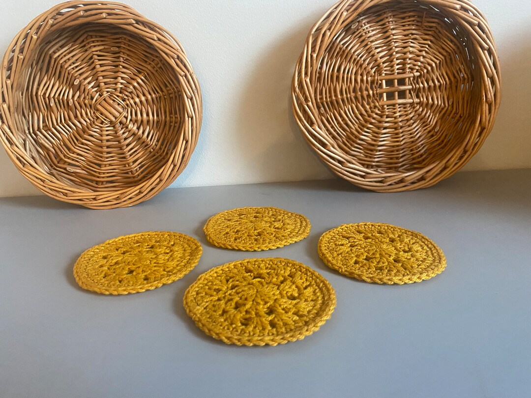 Handmade Crocheted Coasters: Charming and Functional Home Deco- Set of ...