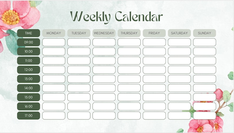 Printable Weekly Calendar - Etsy