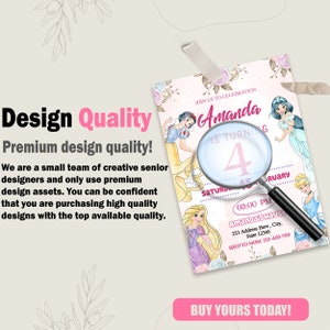 Editable Princess Birthday Invitation Template Girl Princess Party ...