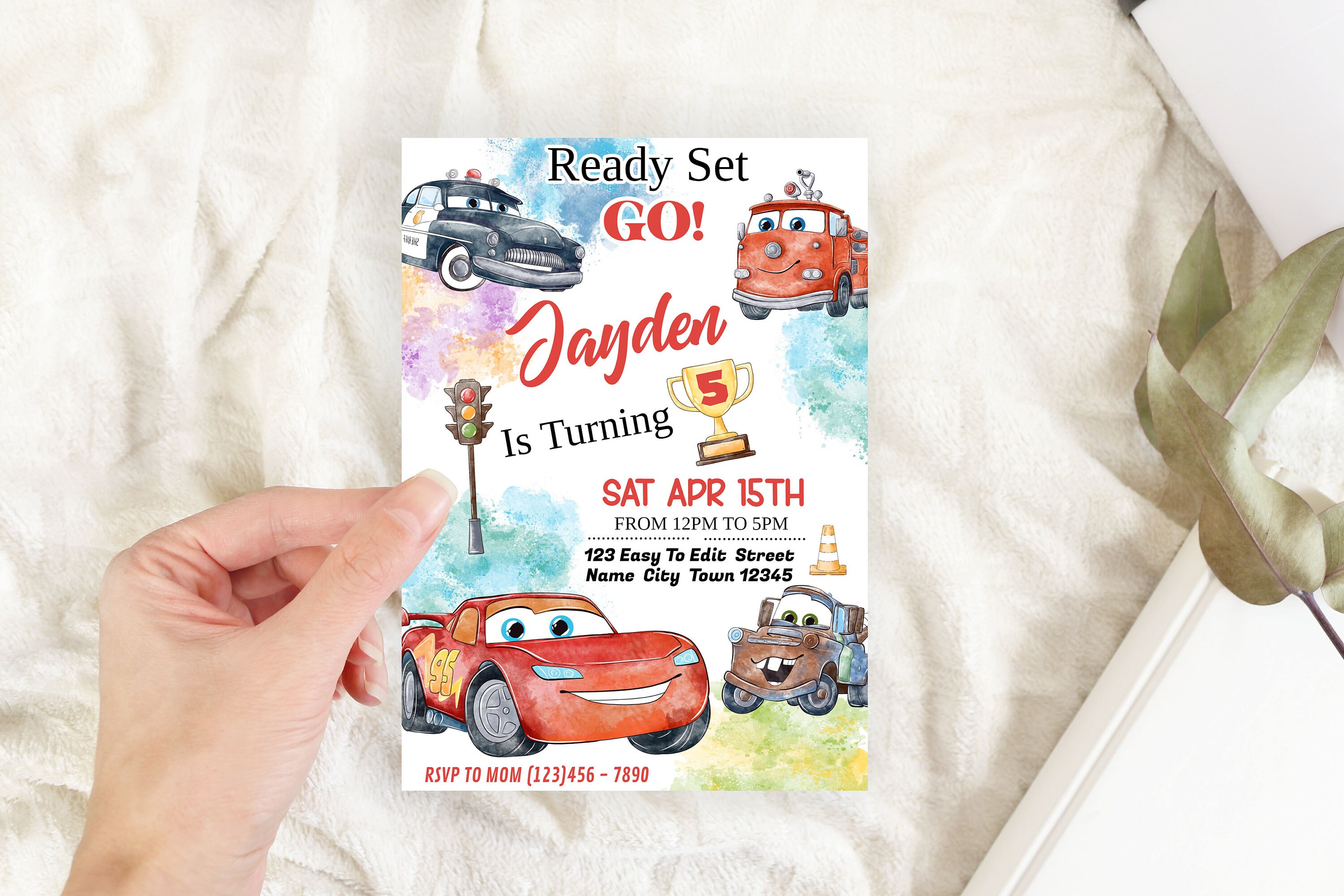 Race Car Birthday Invitation, Lightning Invitation, Birthday Party ...