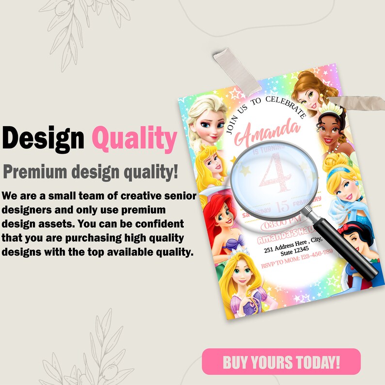 Editable Princess Birthday Invitation Princess Birthday Invitation ...