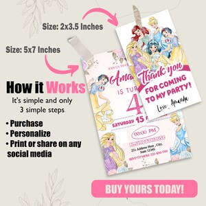 Editable Princess Birthday Invitation Template Girl Princess Party ...