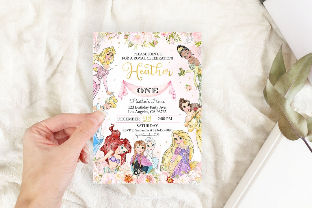 Princess First Birthday Invitation, Royal Rose Theme (editable Template ...