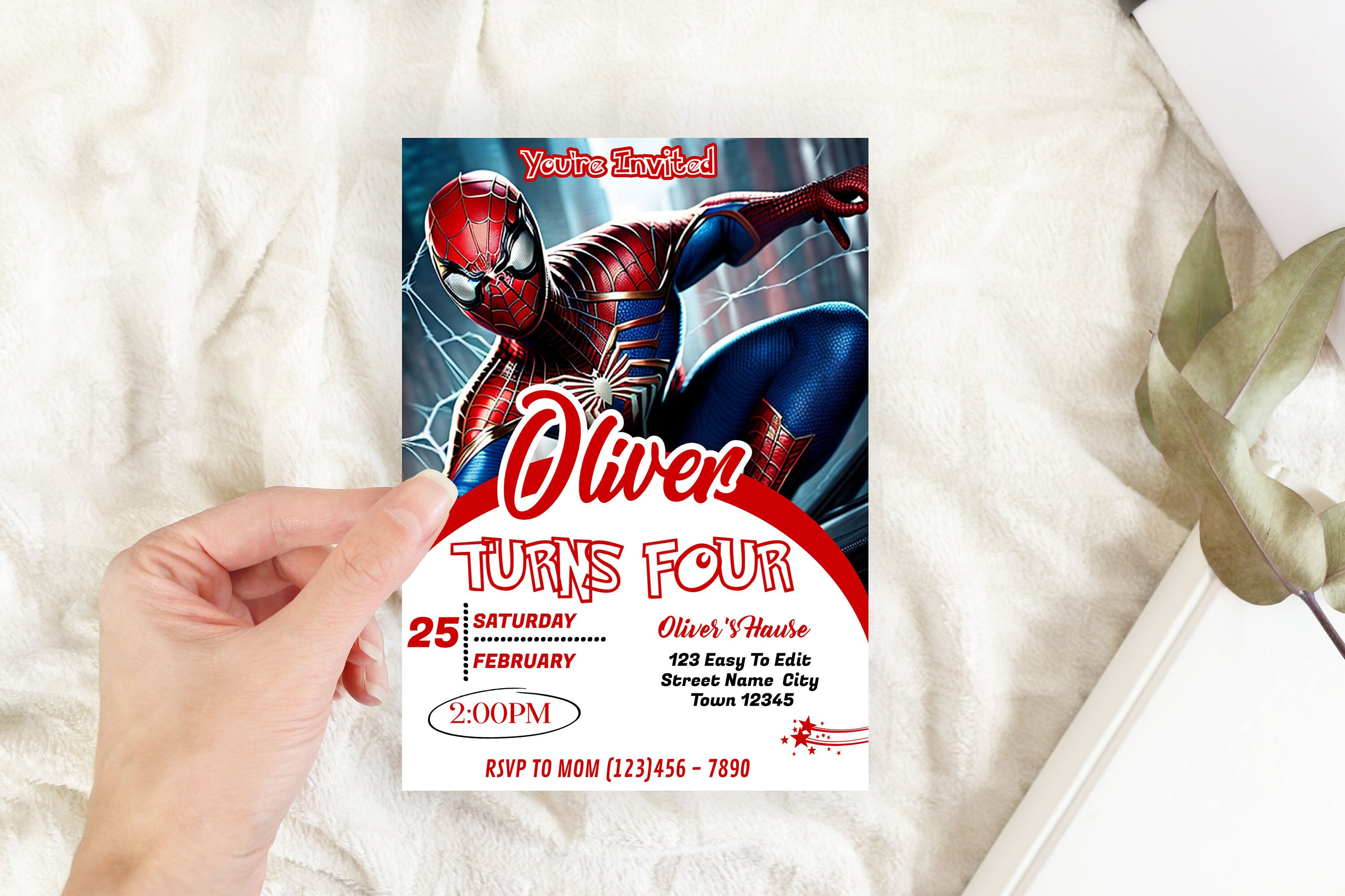 Spiderman Birthday Invitation, Editable Birthday Party Invitation, Kids ...