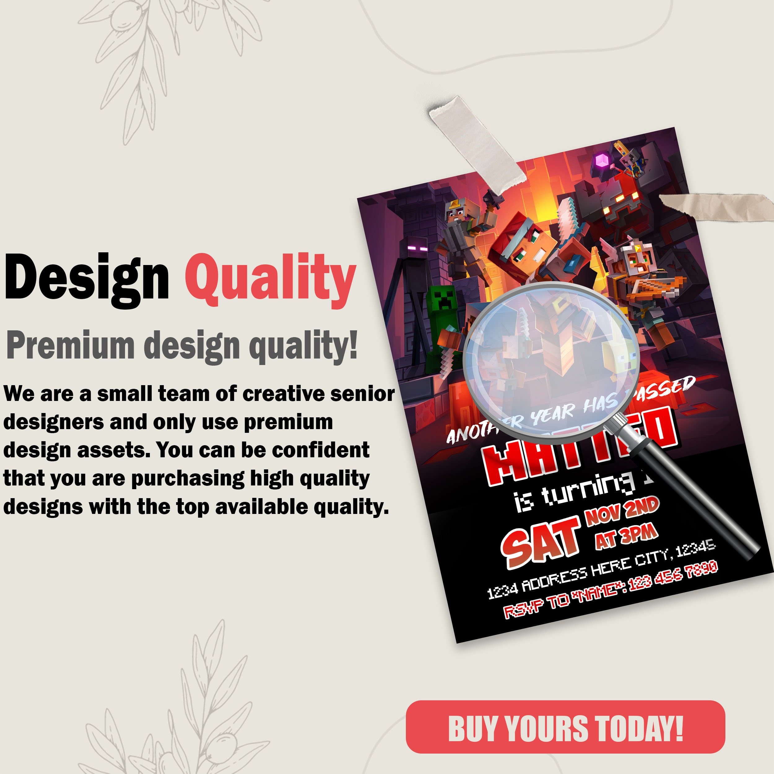 Editable Minecrafter Birthday Invitation, Mine Birthday Invitation ...