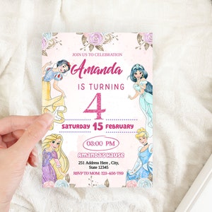Editable Princess Birthday Invitation Template Girl Princess Party ...