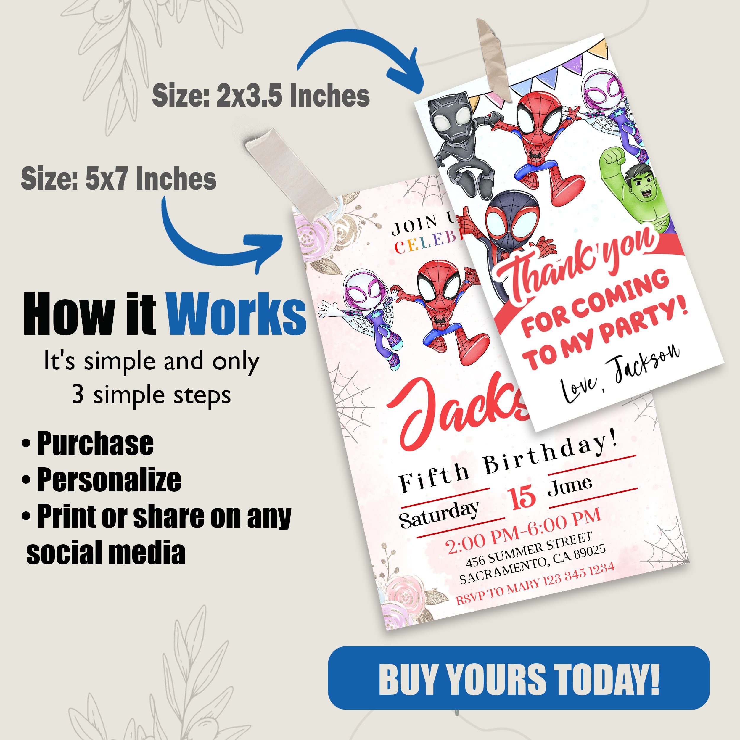 Spidey Birthday Invitation, Spidey and His Amazing Friends Invitation ...