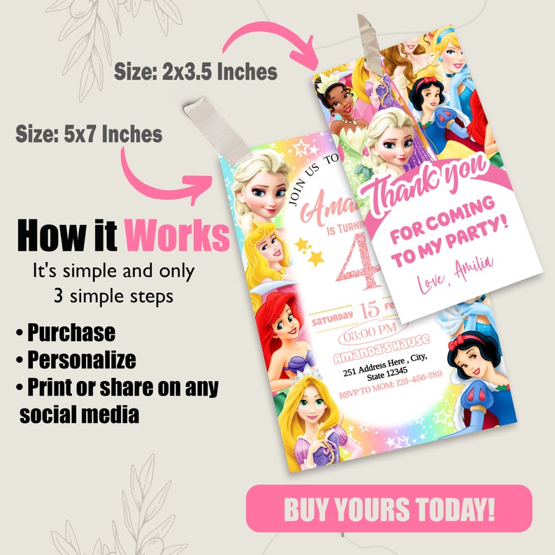 Editable Princess Birthday Invitation Princess Birthday Invitation ...