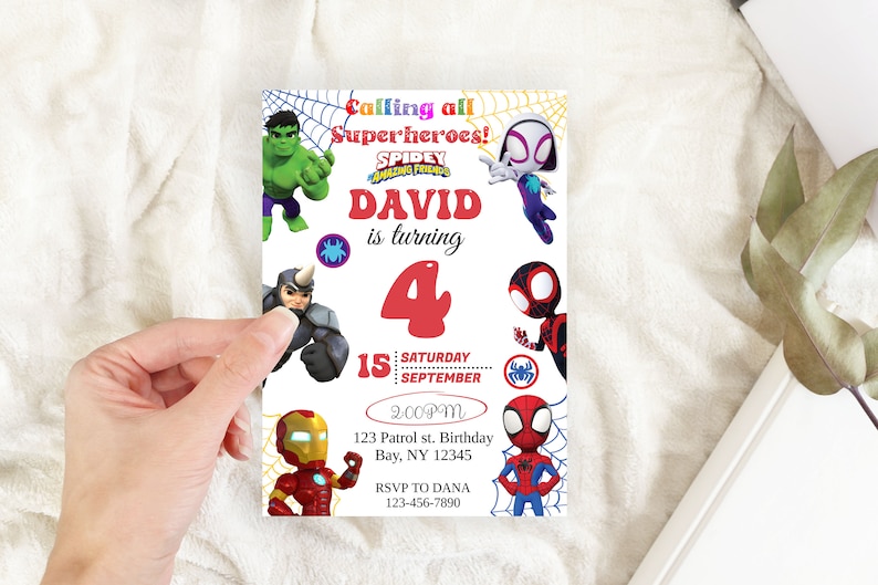 Spidey Birthday Invitation Template, Editable Spidey and His Amazing ...