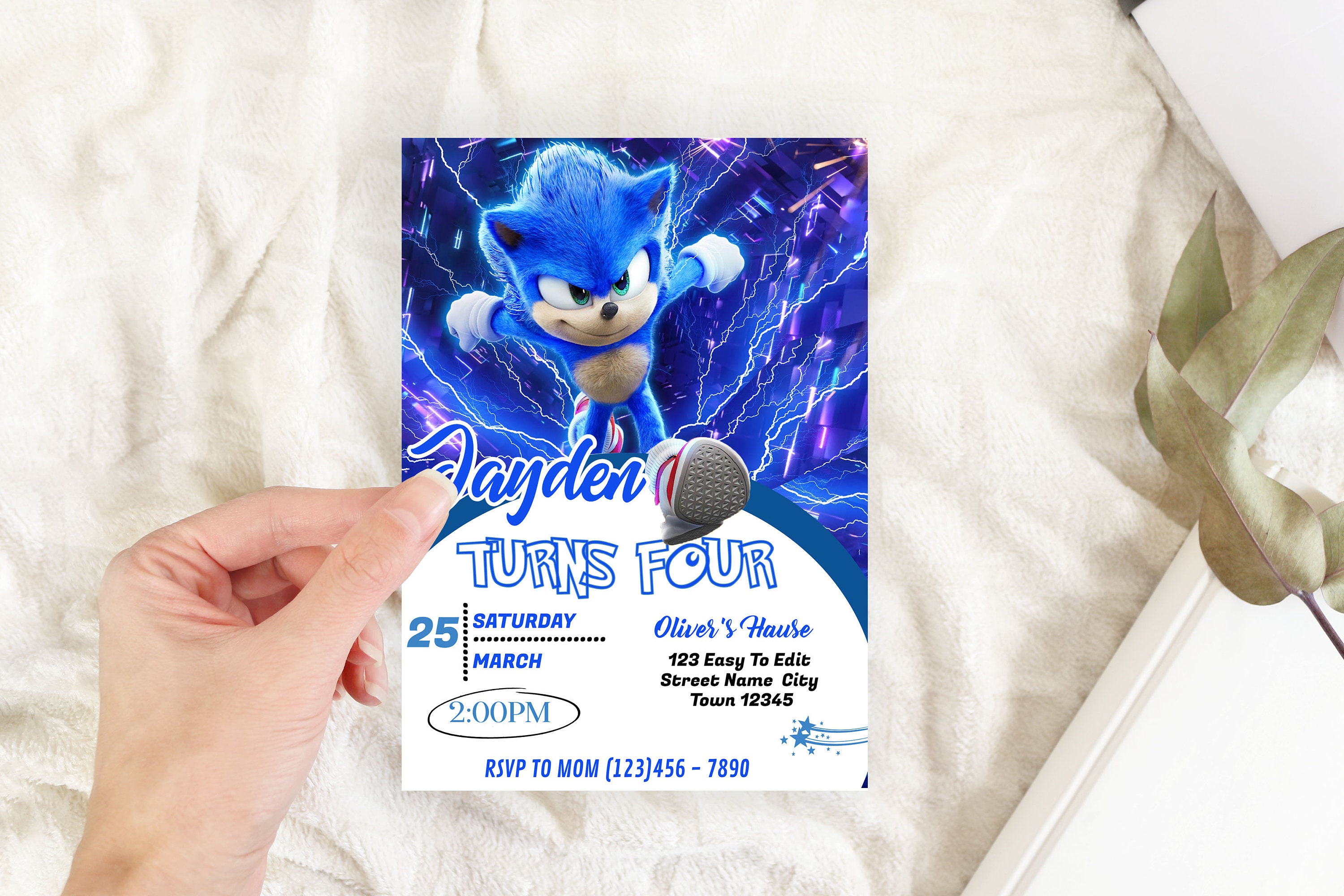 Sonic Birthday Invitation Instant Download, Boys Birthday Invitation ...