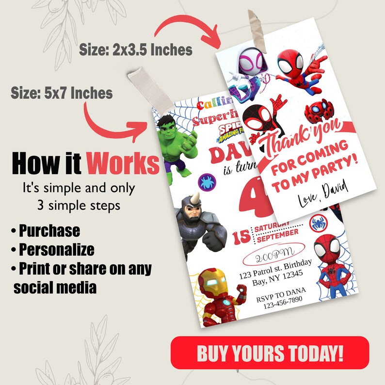 Spidey Birthday Invitation Template, Editable Spidey and His Amazing ...