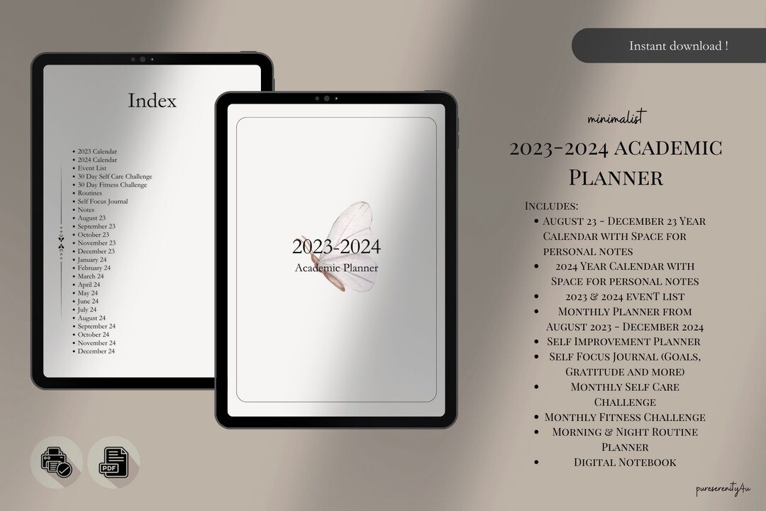 2023 2024 Academic Digital Planner, Digital Academic Diary, Monthly ...