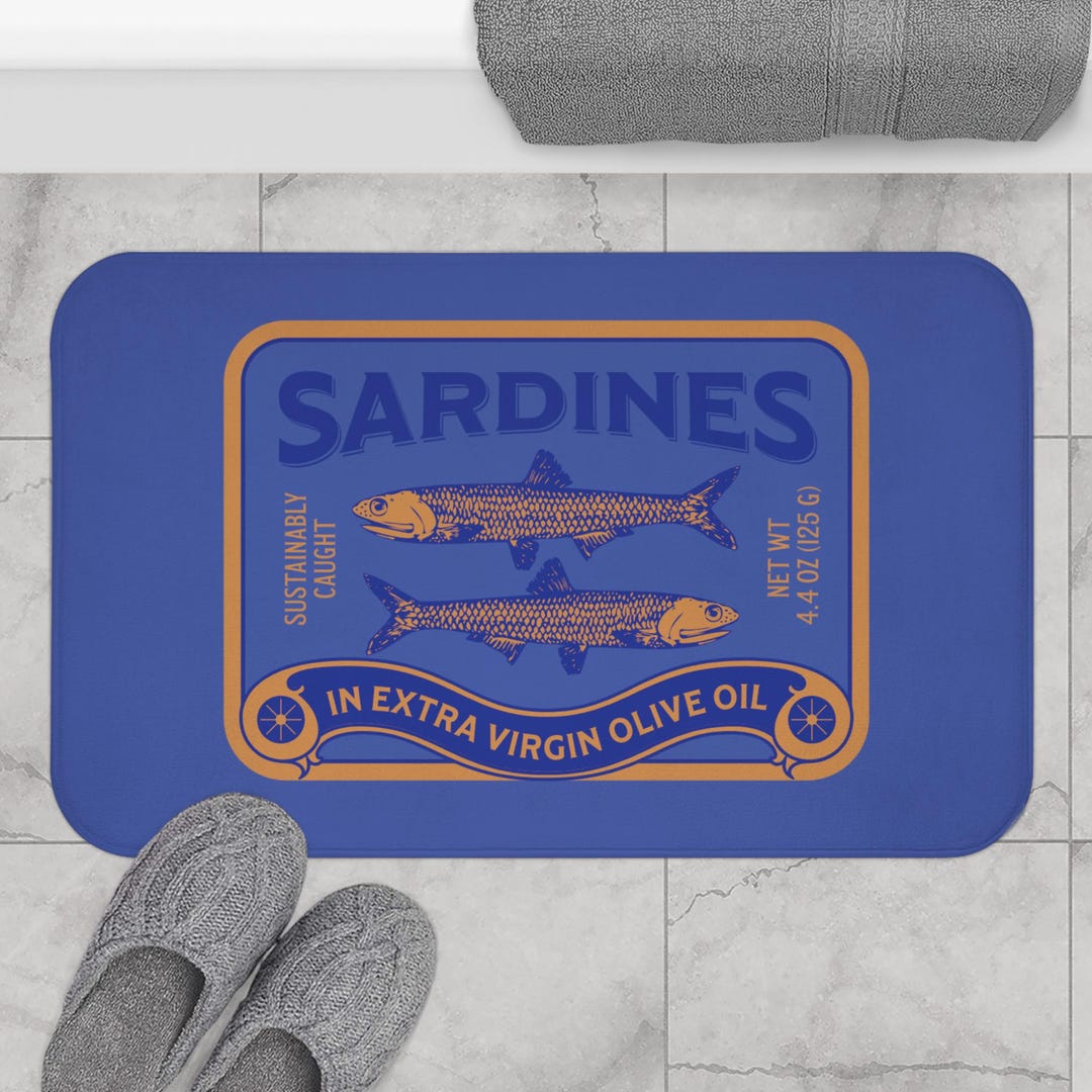 Sardines Bath Mat, Tinned Fish Bathroom Decor, Les Sardines House ...