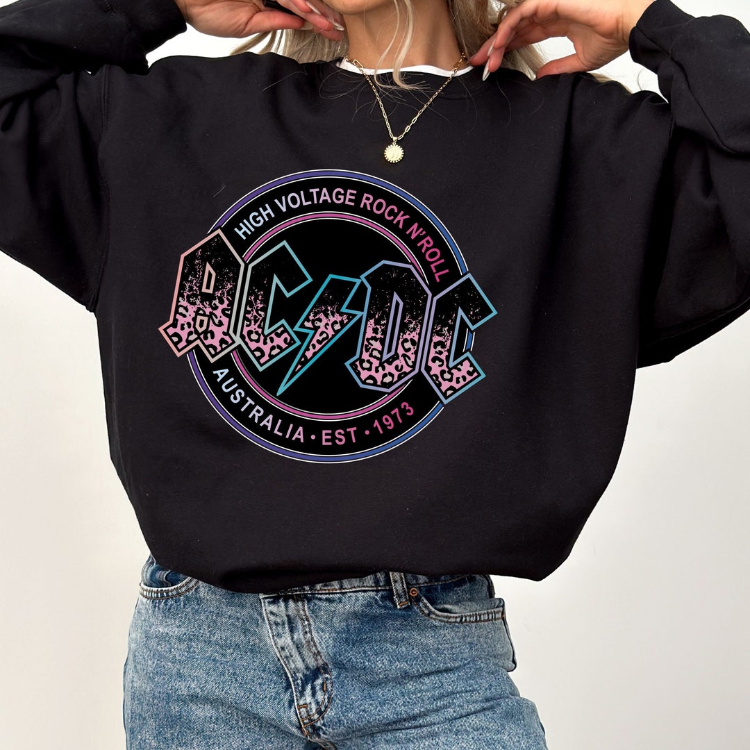 Retro ACDC Roc Band Unisex Crewneck Sweatshirt, Nostalgic Rock and Roll ...