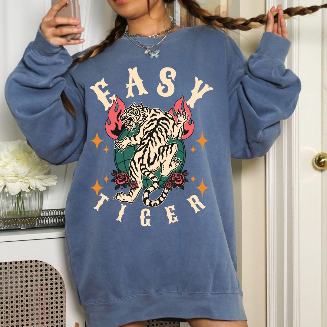 Easy Tiger Sweatshirt, Grunge Aesthetic Tiger Shirt, Alternative Shirt ...