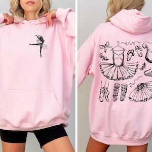 Distressed Balletcore Hooded Sweatshirt, Vintage Wash Ballerina Hoodie ...