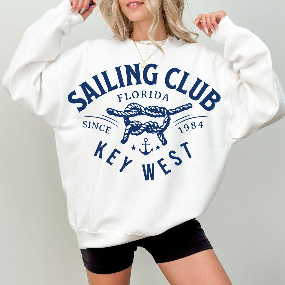 Key West Sweatshirt, Preppy Aesthetic Sailing Club Shirt, Trendy Travel ...
