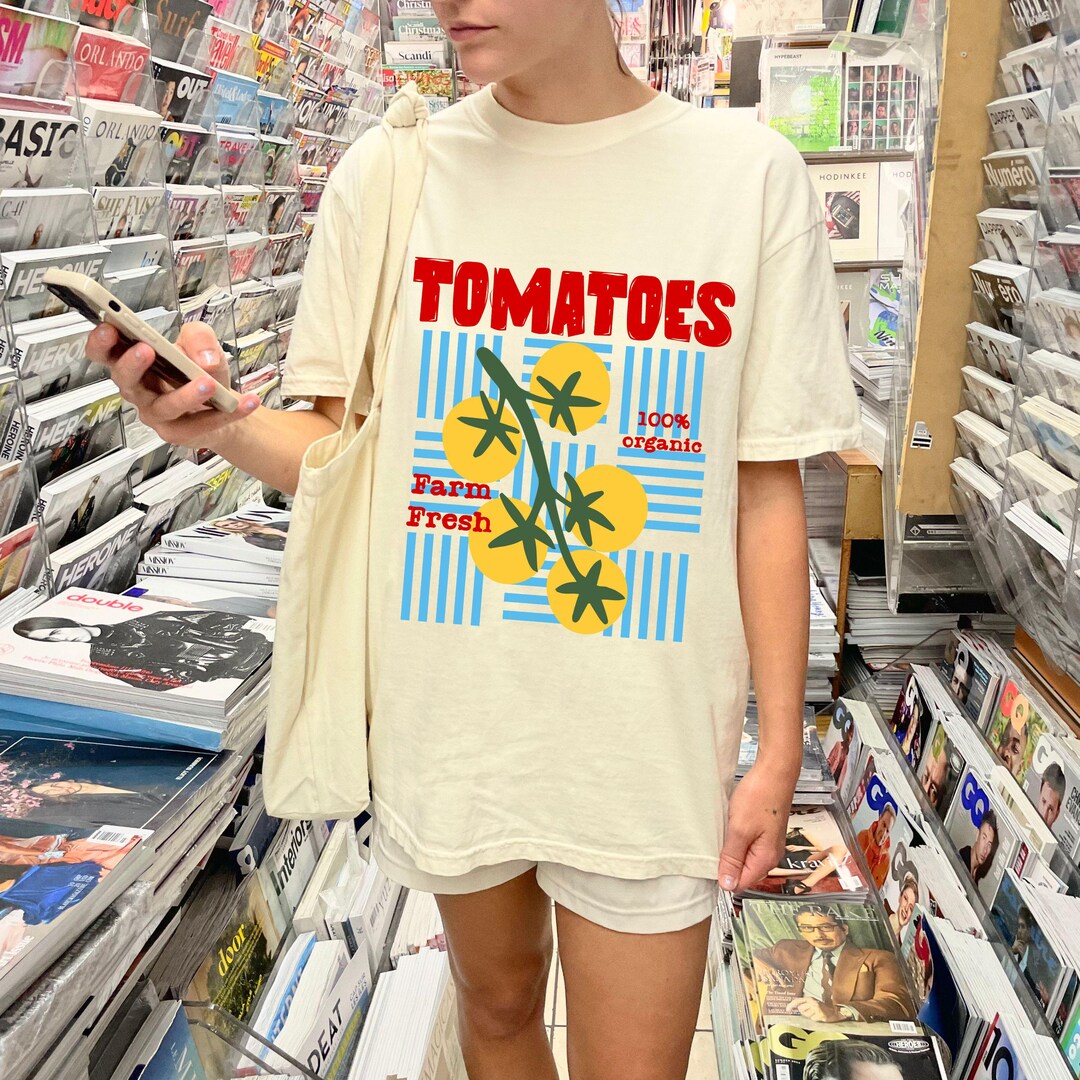 Tomato Girl Graphic Tee, Funky Fashion Summer Tee, Farmers Market ...