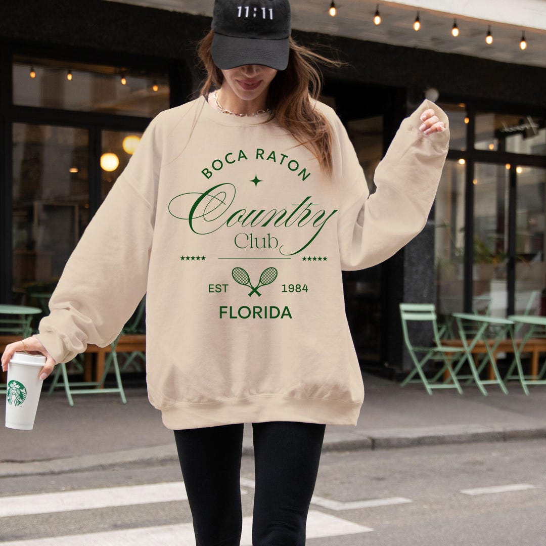 Boca Raton Sweatshirt, Preppy Aesthetic Country Club Shirt, Florida ...