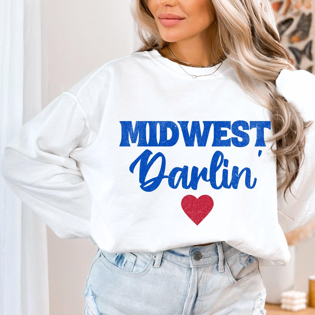 Midwest Darlin Sweatshirt, Distressed Midwestern Aesthetic Comfort ...
