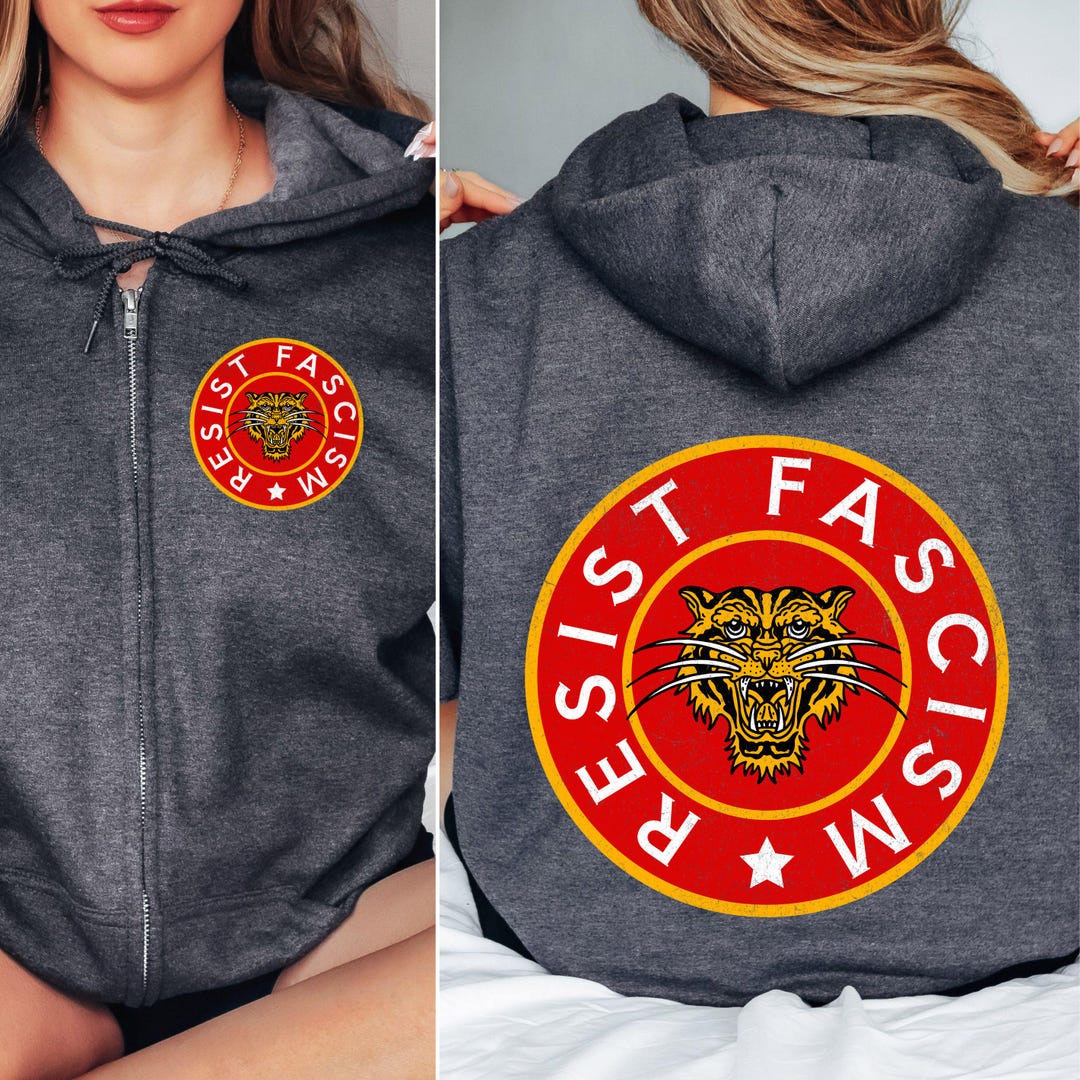 Resist Fascism Zip up Hoodie, Resistance Sweatshirt, Liberal Apparel ...