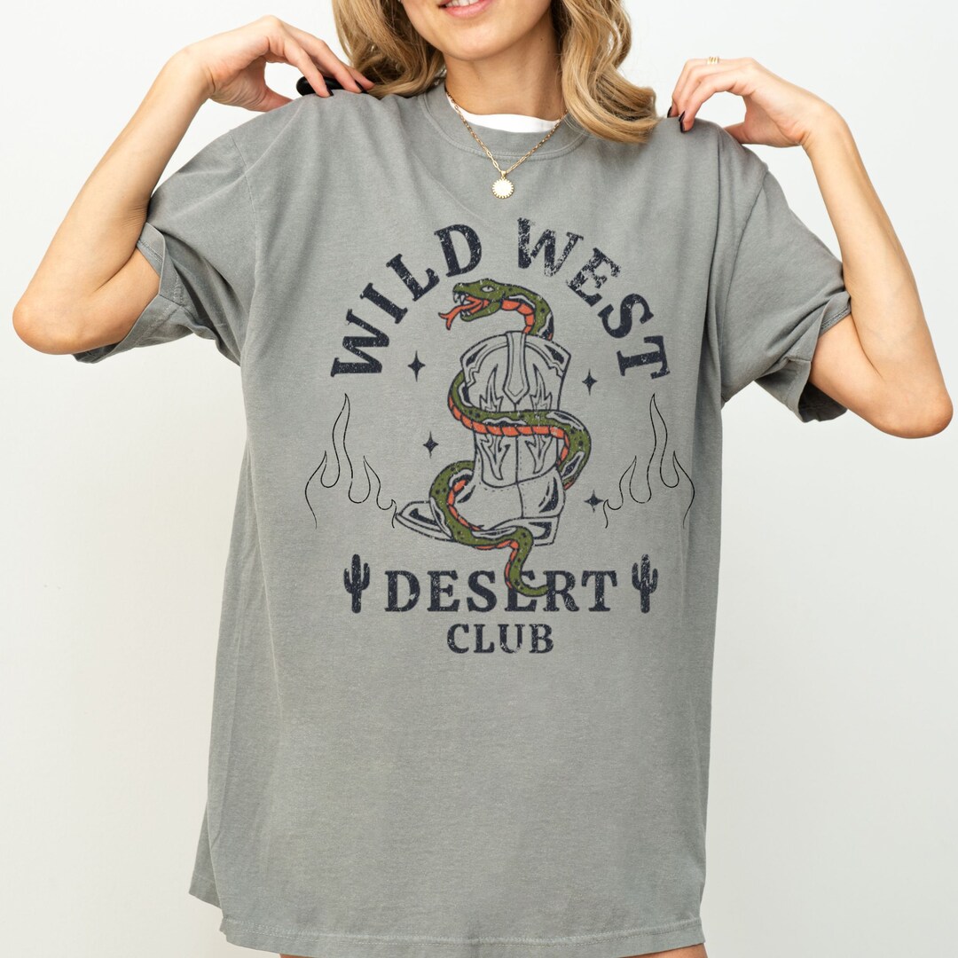 Distressed Wild West Graphic Tee, Vintage Wash Cactus Tshirt, Trendy ...