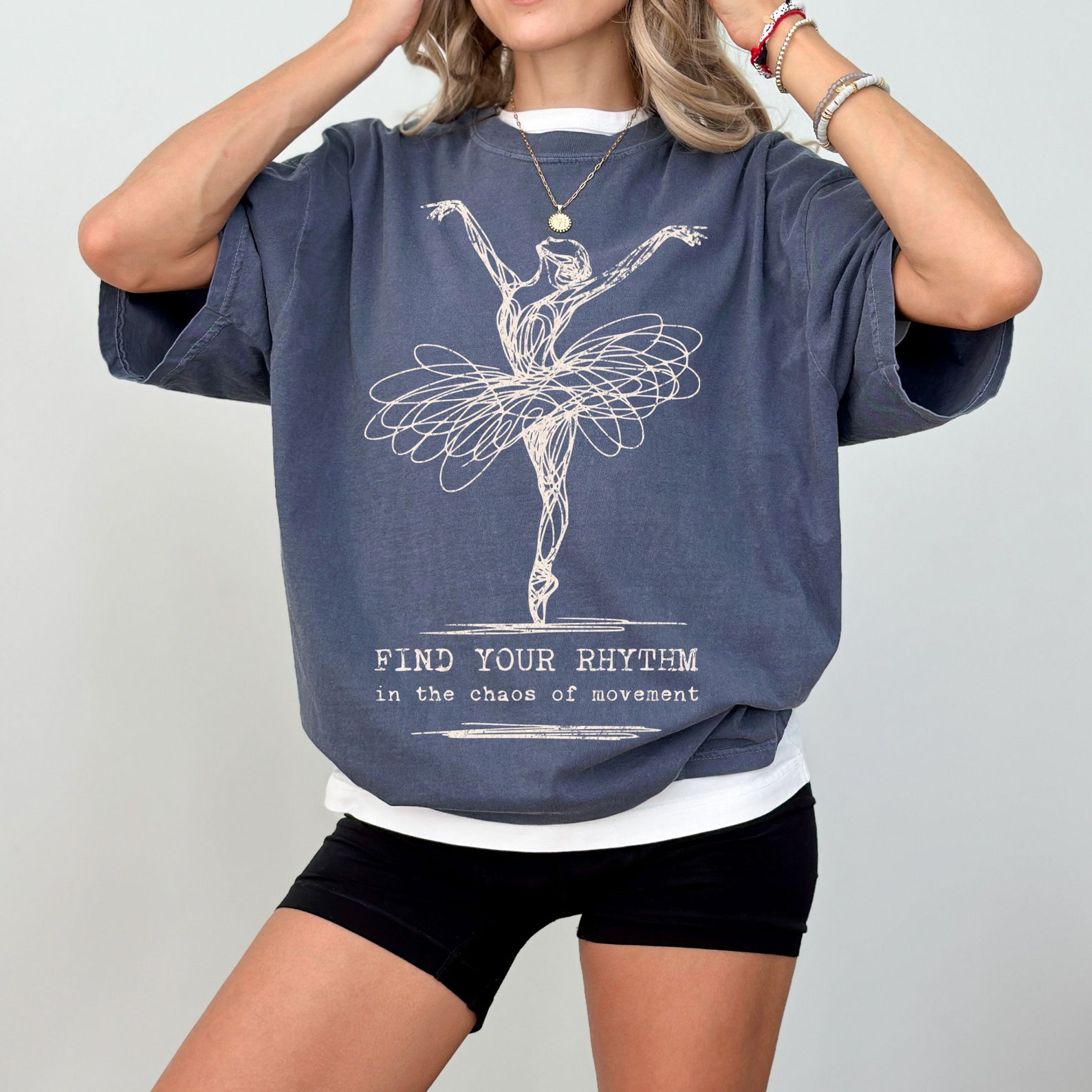Distressed Ballet Graphic Tee, Vintage Wash Ballerina Tshirt ...
