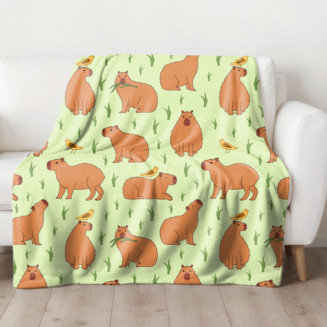 Cute Capybara Blanket, Retro Rodent Lover Blanket, Cottagecore Blanket ...