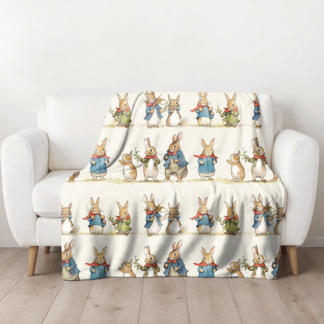 Peter Rabbit Blanket, Vintage Bunny Blanket, Easter Blanket, Spring ...