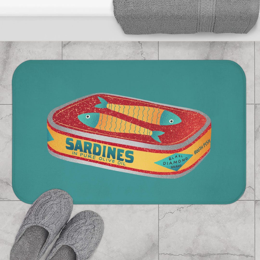 Retro Sardine Can Bath Mat, Nautical Bathroom Decor, Fisherman Core ...
