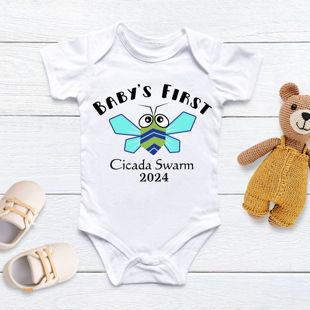 Babys First Cicada Bodysuit, Cicada Broods 2024 Tshirt, Baby Cicada ...