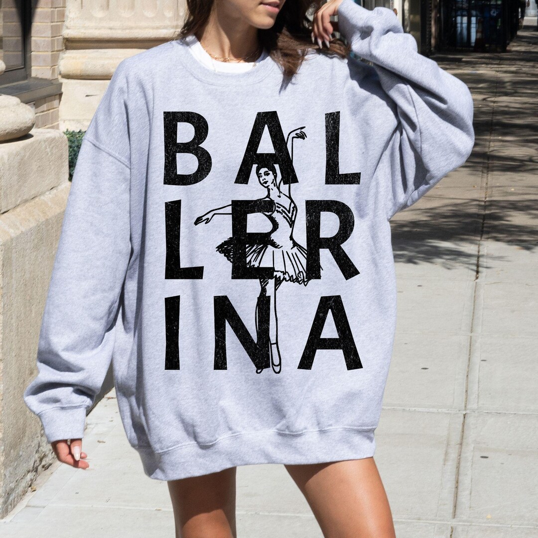 Vintage Wash Ballerina Sweatshirt, Distressed Ballet Dancer Sweater ...