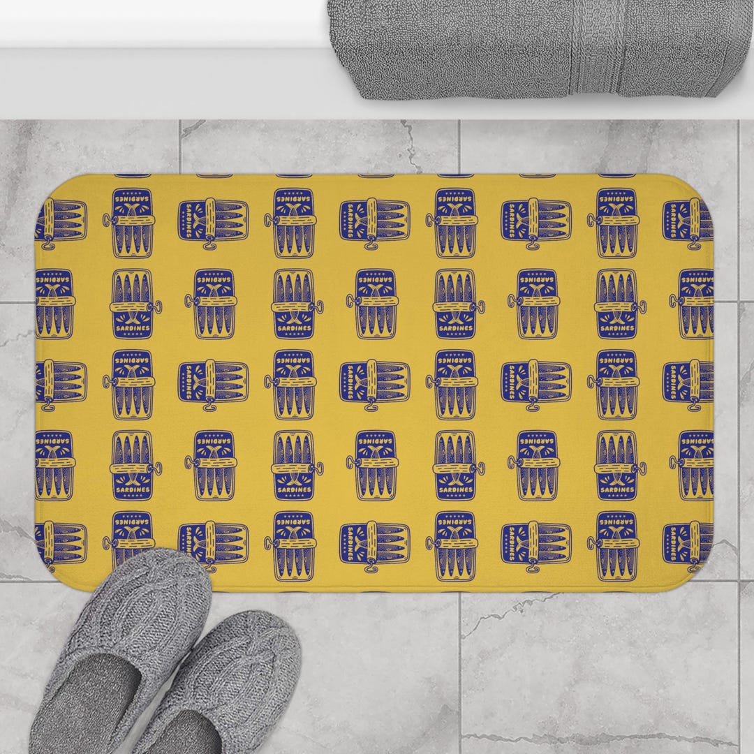 Colorful Sardines Bath Mat - Fun Bathroom Decor, Nautical Theme ...