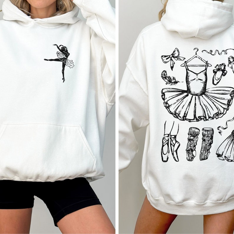 Distressed Balletcore Hooded Sweatshirt, Vintage Wash Ballerina Hoodie ...