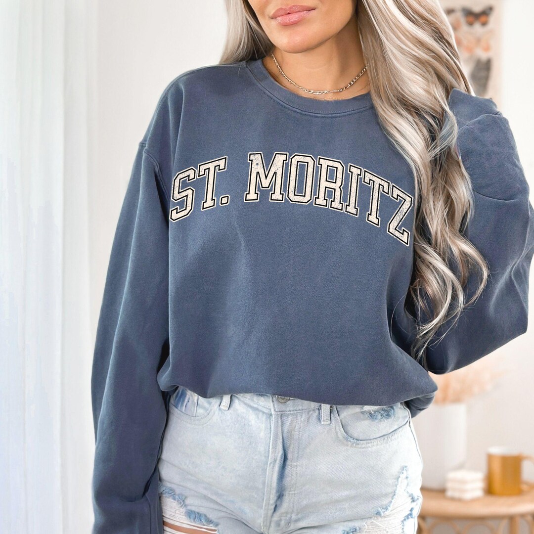 St Moritz Sweatshirt, Vintage Wash Switzerland Ski Trip Clothing ...