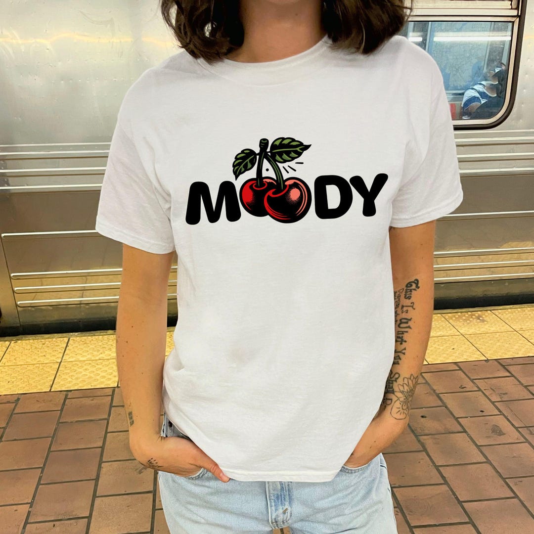 Moody Cherry Graphic Tee, Retro Cherries Shirt, Downtown Girl Aesthetic ...