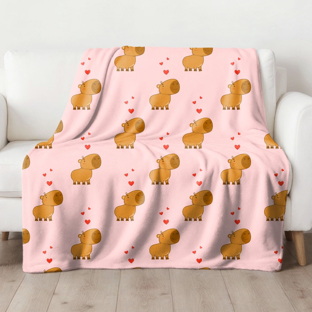 Cute Capybara Blanket, Valentines Day Blanket, Capybara Lover Gift ...