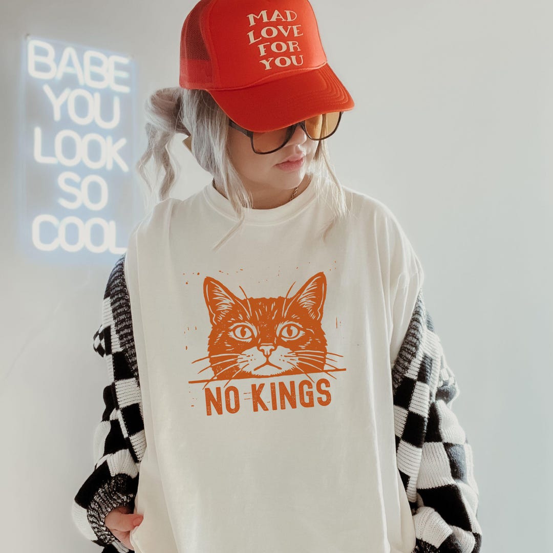 No Kings Shirt, Traditional Tattoo Cat Tee, Political Protest Outfit ...